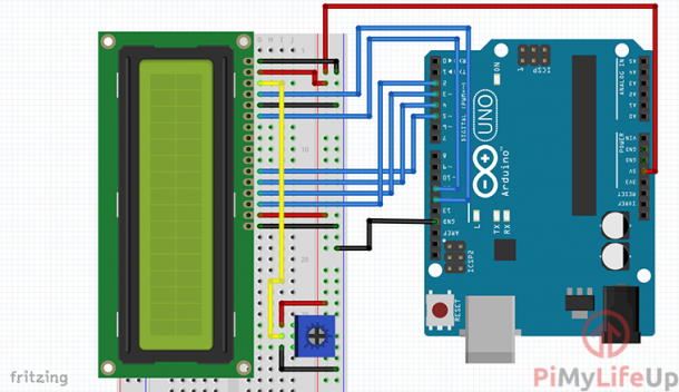 Arduino LCD using a 16x2 Liquid Crystal Display - Pi My Life Up
