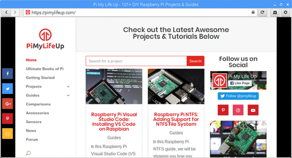 Raspberry Pi Epiphany Browser (Gnome Web) - Pi My Life Up
