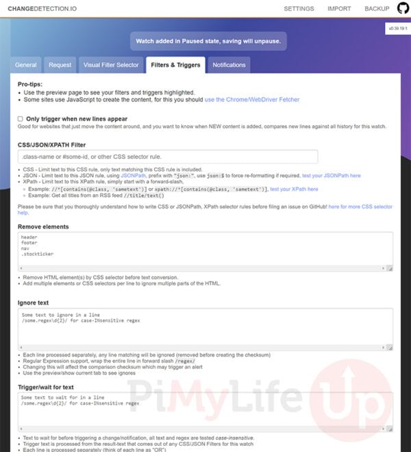 Running Changedetection.io on the Raspberry Pi - Pi My Life Up