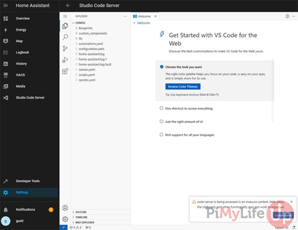 How to Install Visual Studio Code on Home Assistant - Pi My Life Up