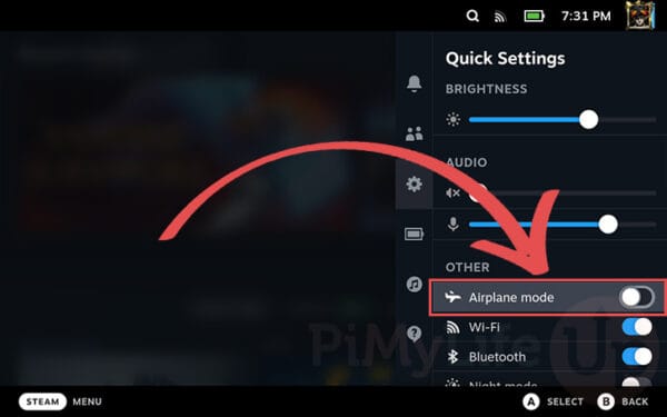 How to Put your Steam Deck into Airplane Mode - Pi My Life Up